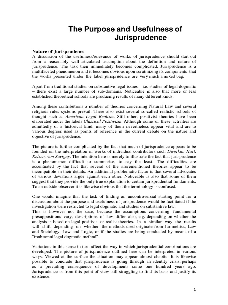 Purpose and Relevance of Jurisprudence | PDF | Jurisprudence ...