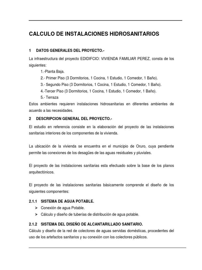 Memoria de Calculo Instalacion Hidraulica | PDF | Red de abastecimiento ... Memoria de Calculo Instalacion Hidraulica | PDF | Red de abastecimiento ...
