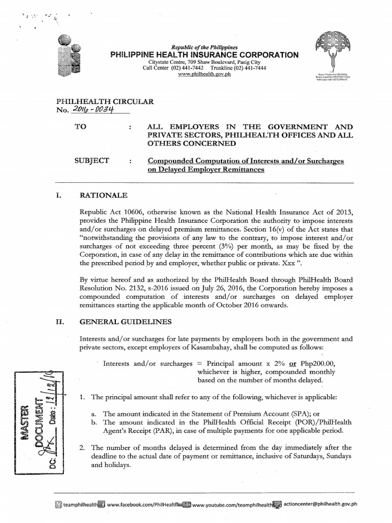 Philhealth Circular 2016-0034.pdf | Government Information | Politics