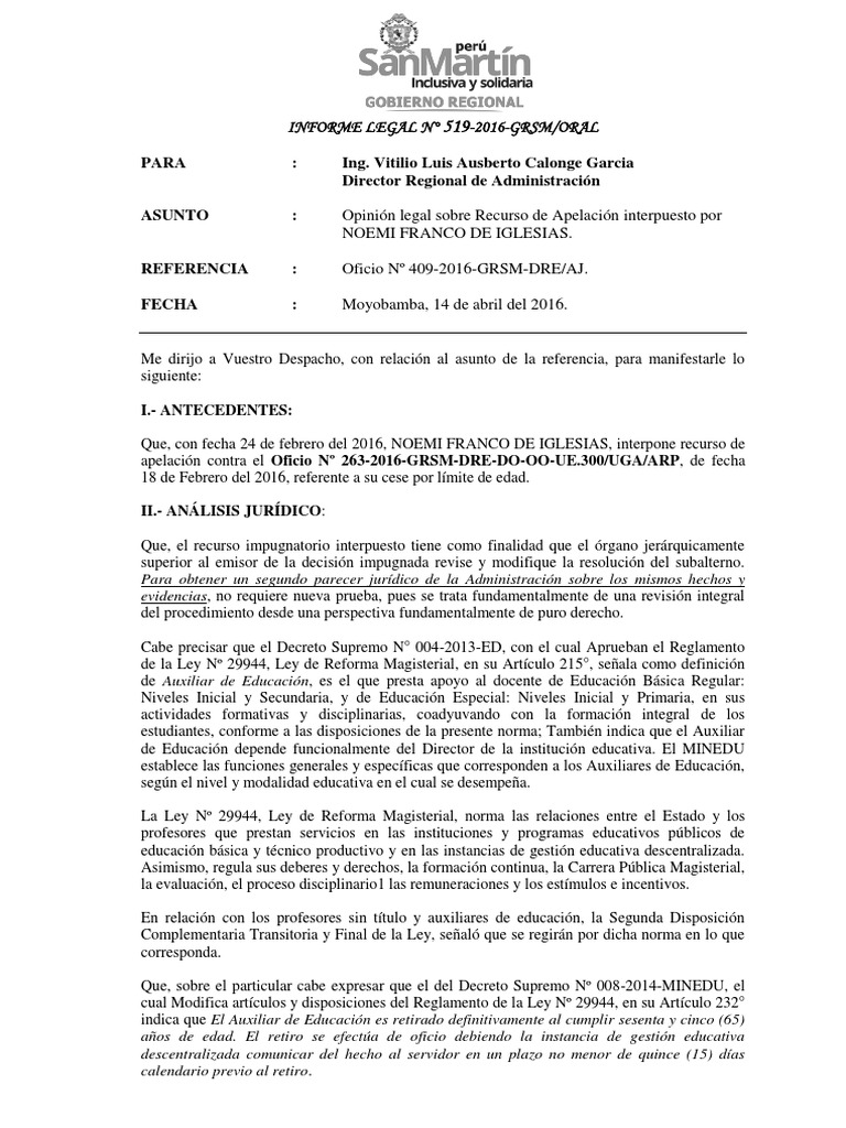 Informe Legal 519 Limite Por Cese de Edad 1211029 | PDF | Regulación ... Informe Legal 519 Limite Por Cese de Edad 1211029 | PDF | Regulación ...