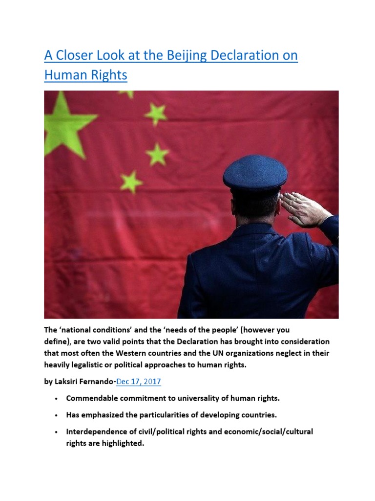 A Closer Look at The Beijing Declaration On Human Rights | PDF | Human ...