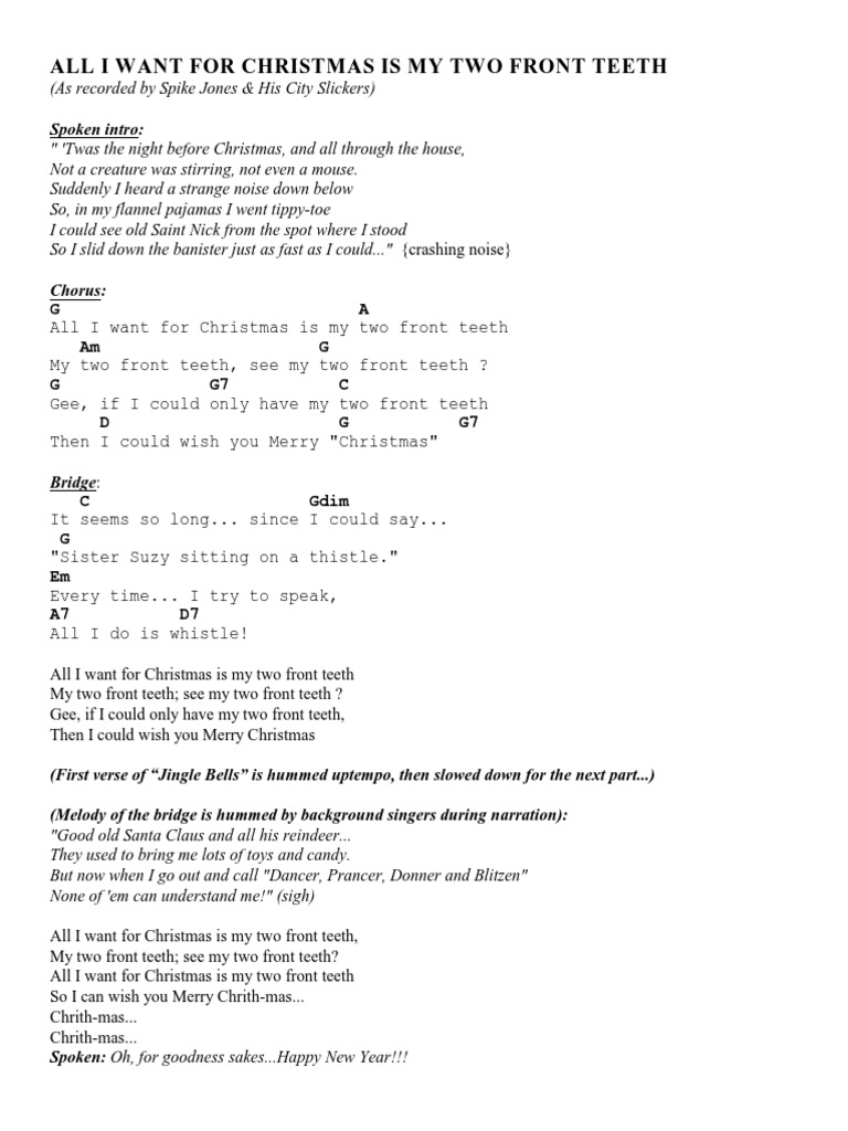 Christmas Song: Two Front Teeth | PDF