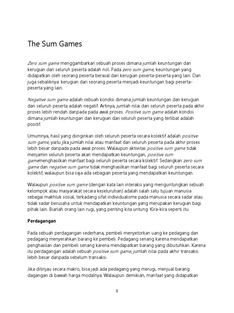 The Sum Games | PDF
