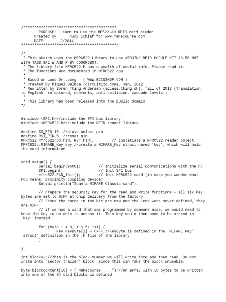 T11 RFID Tutorial Sketch - 12213 | PDF | Radio Frequency Identification ...