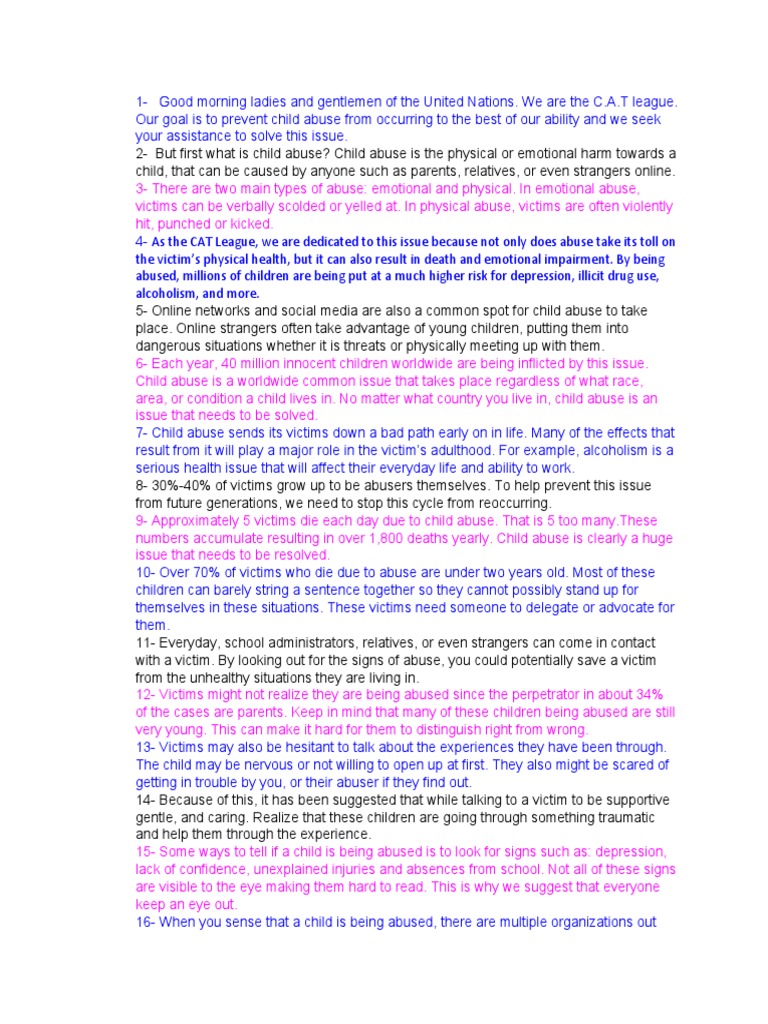 Advocacy Speech | PDF | Child Abuse | Child Protective Services