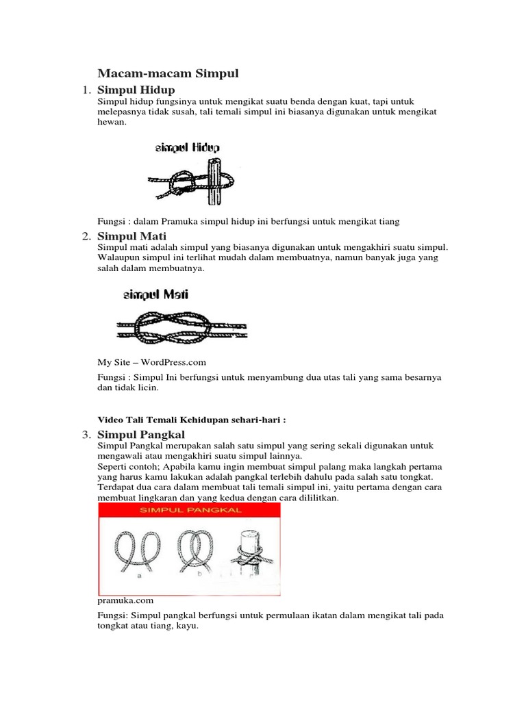 Macam-Macam Simpul dalam Pramuka | PDF | Perjalanan | Griya & Taman