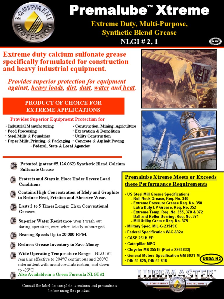 Premalube Xtreme (Tech Sheet) | PDF | Lubricant | Wear