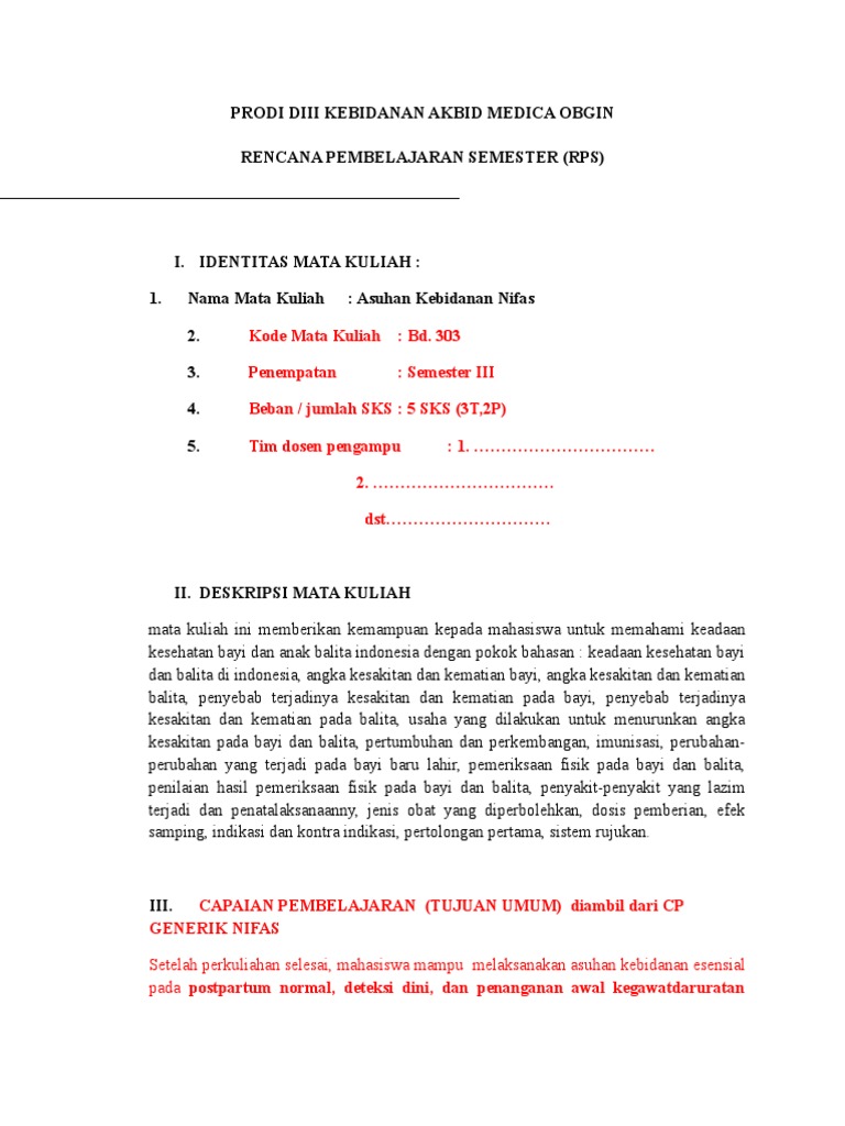 Format Rps Nifas Aipkind | PDF