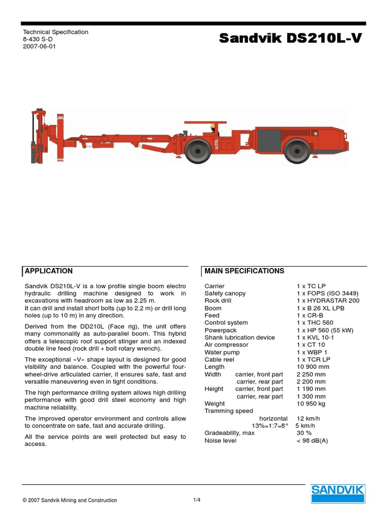 Sandvik Ds210l V | PDF | Engines | Drilling Rig