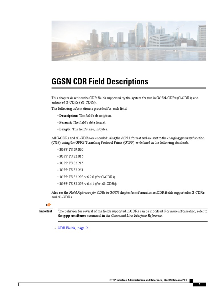 GGSN CDR Filed Description | PDF | I Pv6 | Telecommunications Standards