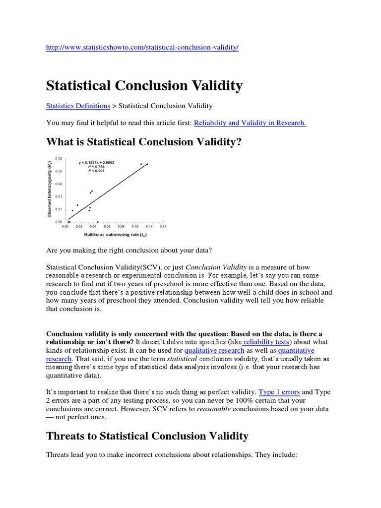Statistical Conclusion Validity | Download Free PDF | Validity ...
