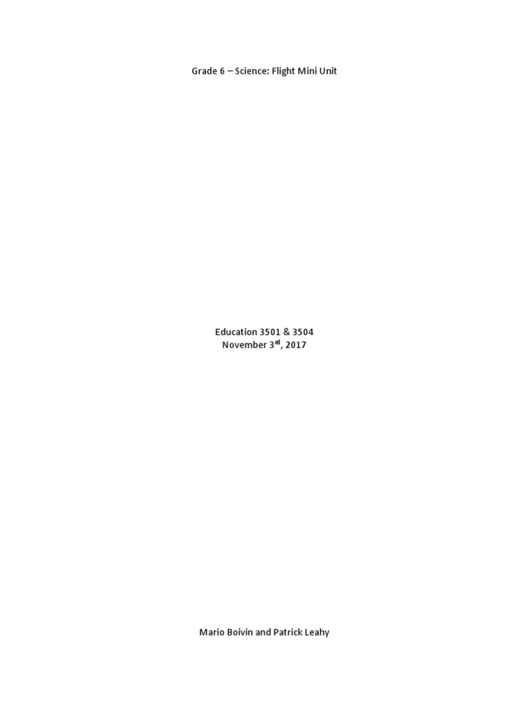 Grade 6 - Science: Flight Mini Unit | PDF | Flight | Educational Assessment