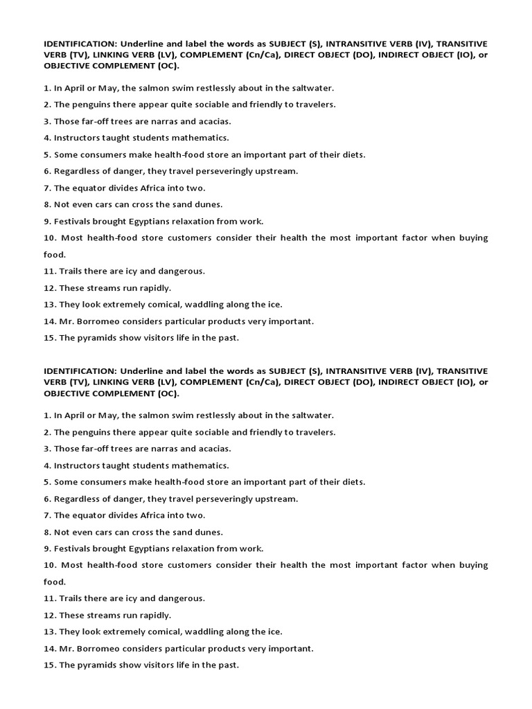 Sentence Patterns - Shs Quiz | PDF | Object (Grammar) | Verb