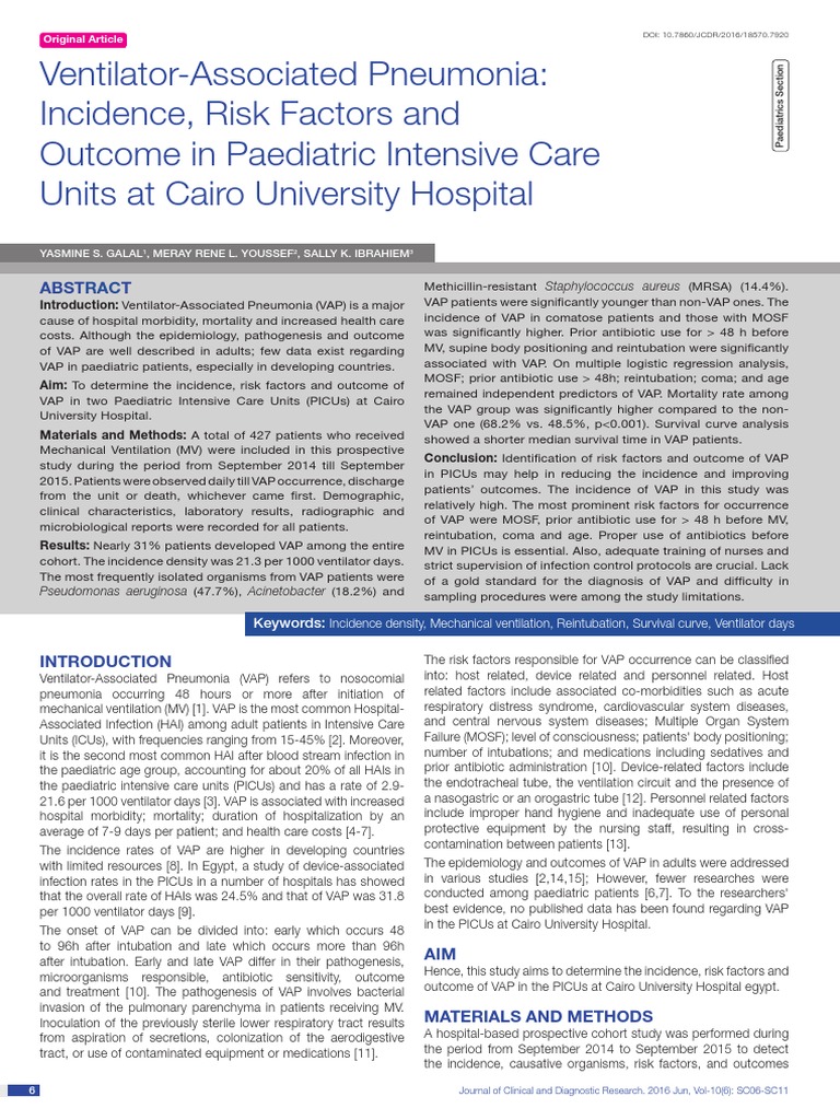 JCDR 10 SC06 | PDF | Pneumonia | Intensive Care Unit