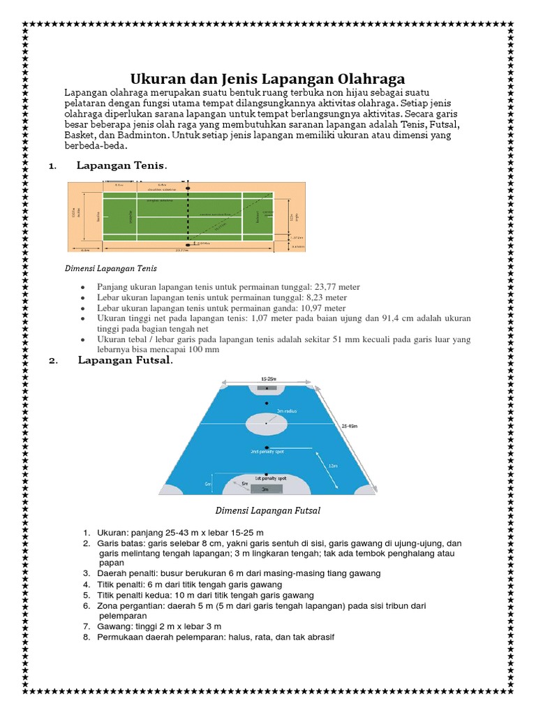 Isi Ukuran Dan Jenis Lapangan Olahraga | PDF