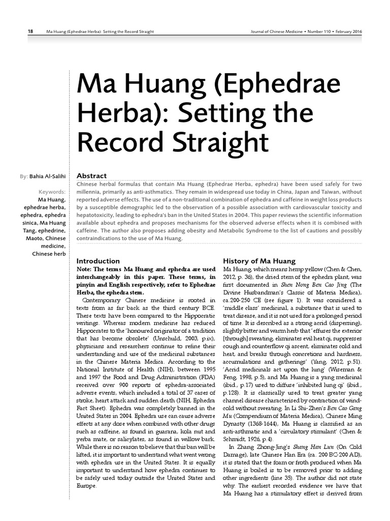 Ma Huang: History and Safety Insights | PDF | Stimulant | Herbalism