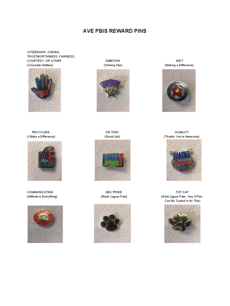 Pbis Reward Pins | PDF