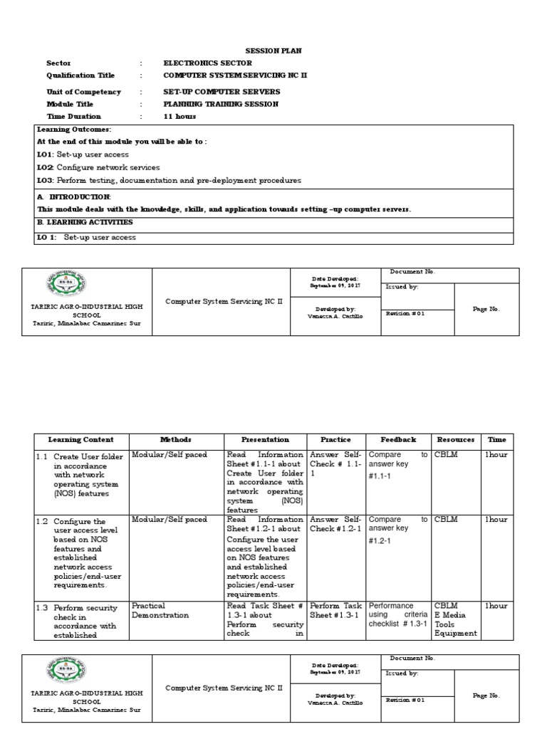 06 Session Plan | PDF | Server (Computing) | Operating System