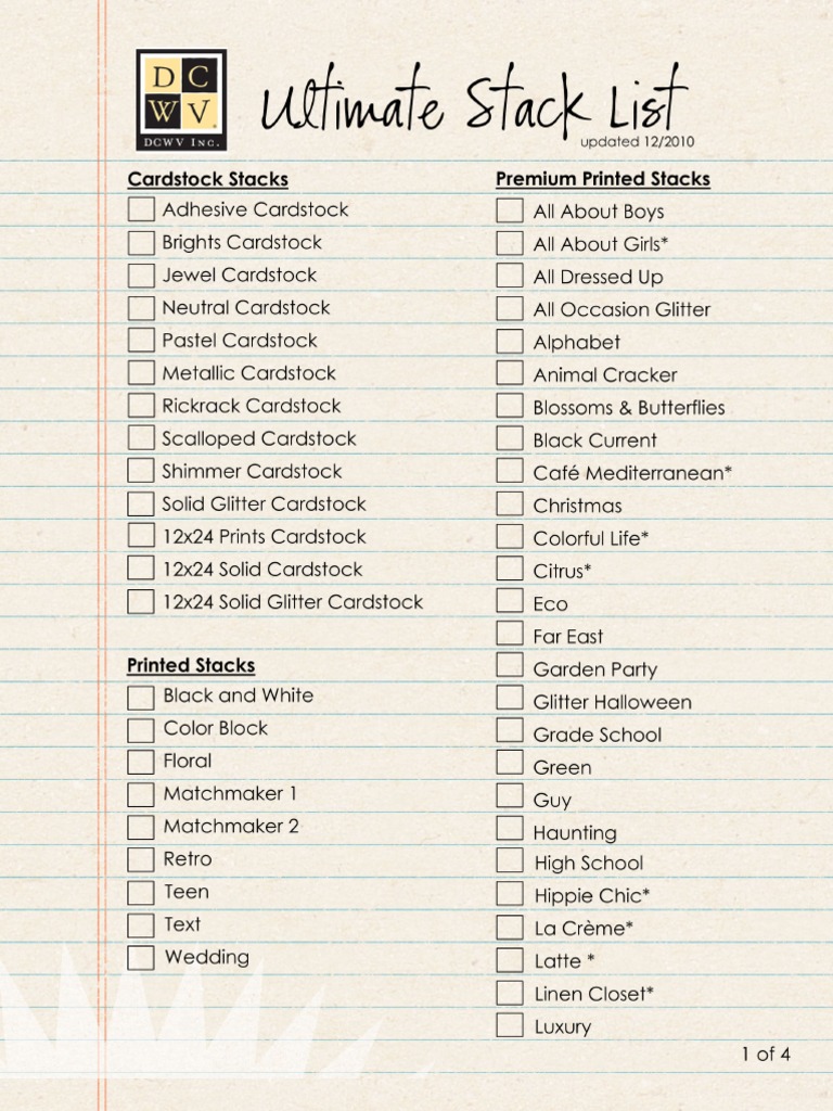DCWV Stack List 12/10 | PDF