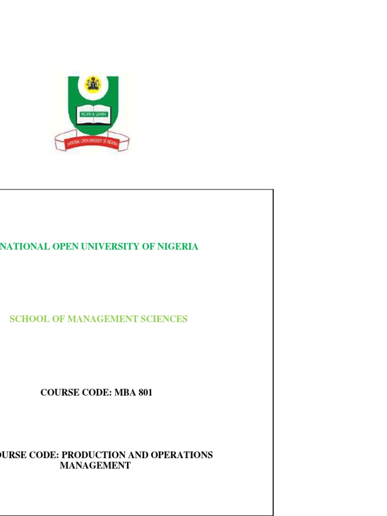 MBA 801 Production and Operations Management PDF | PDF | Operations ...