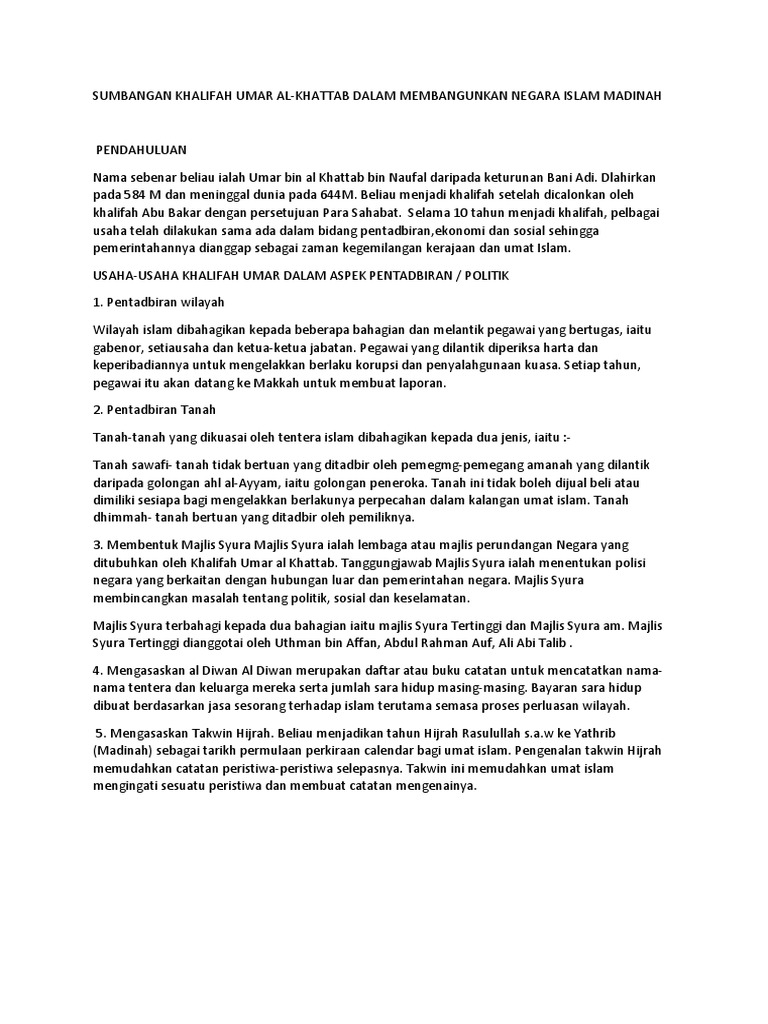 Sumbangan Khalifah Umar Al Pdf