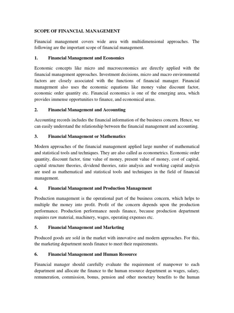 Scope of Financial Management Explained | PDF | Profit (Accounting ...