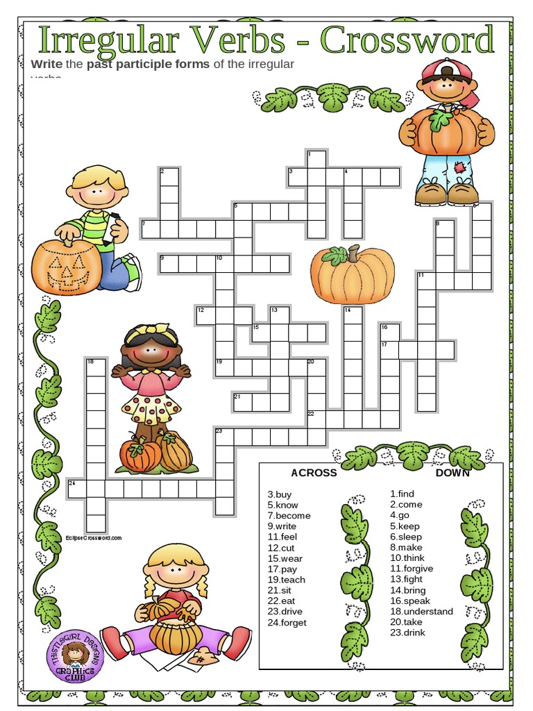 Past Participle Irregular Verbs Crosswords 61139 | PDF | Morphology ...