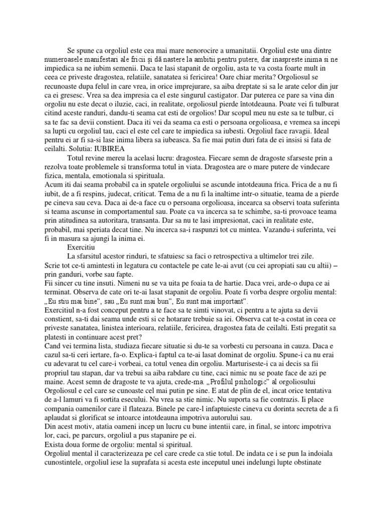 Despre Orgoliu | PDF