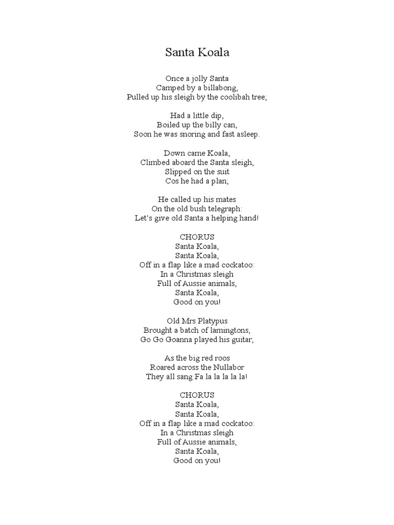 Santa Koala Words | PDF | Social Science | Young Adult