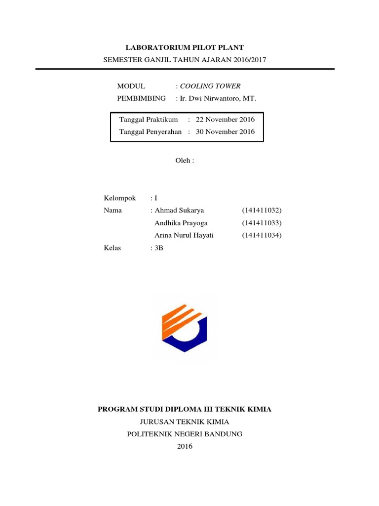 Laporan Pilot Plant - Cooling Tower | PDF | Sains & Matematika | Komputer