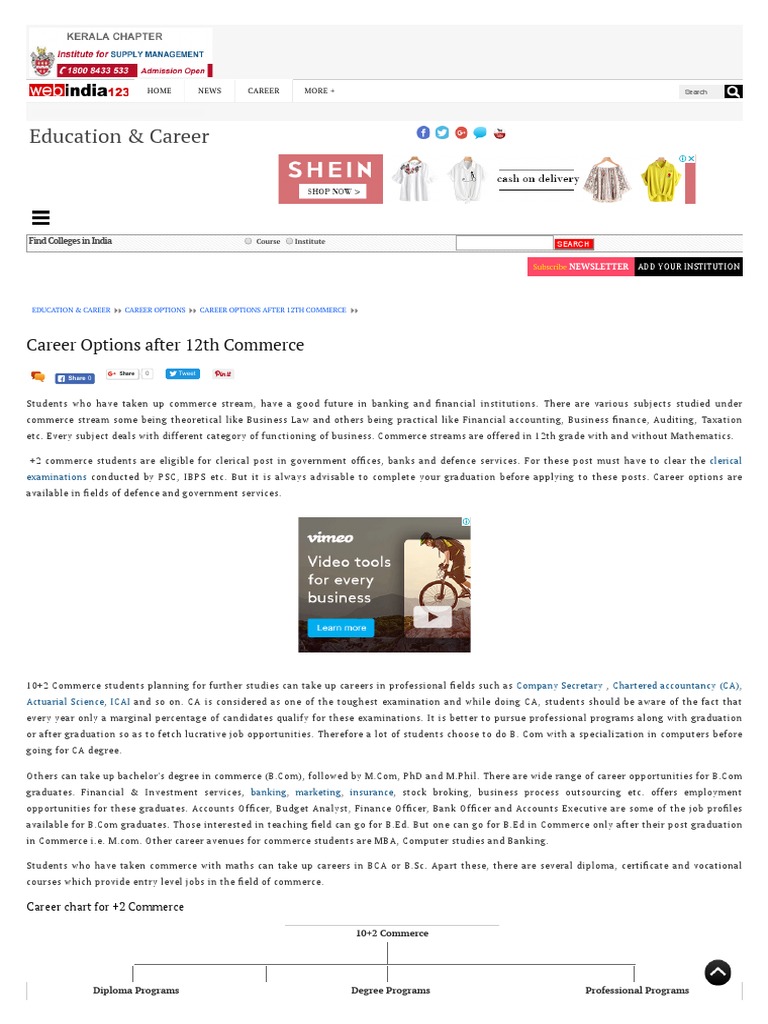 Commerce Career Paths After 12th | PDF | Bachelor's Degree | Qualifications