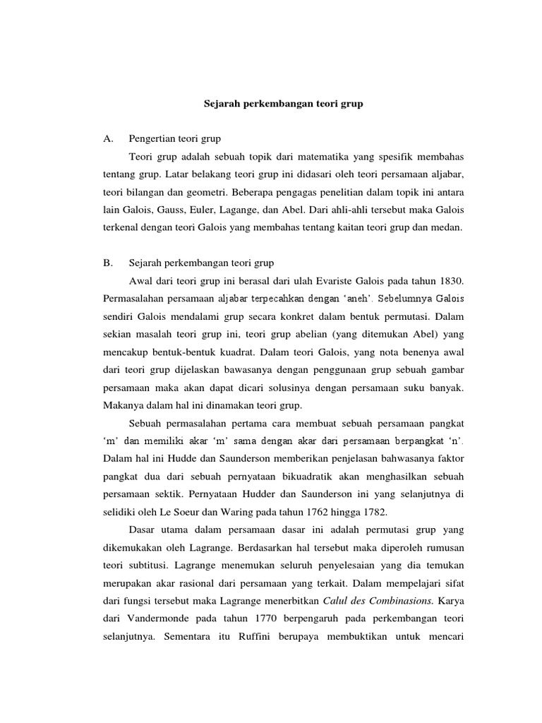 Sejarah Perkembangan Teori Grup | PDF