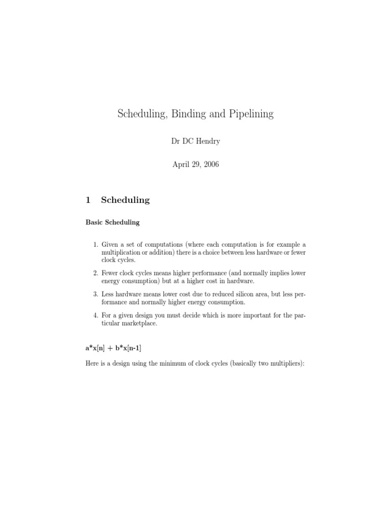 Scheduling, Binding and Pipelining | PDF | Electronic Design | Digital Technology