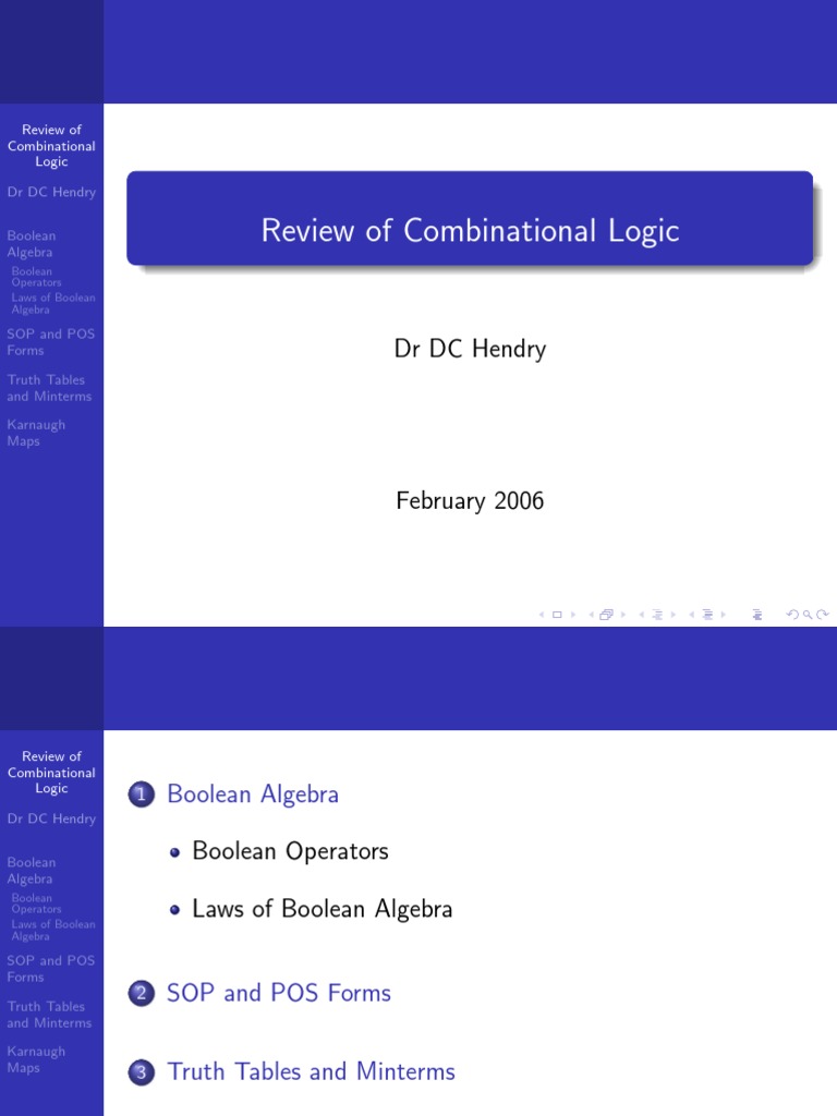 Review of Combinational Logic: DR DC Hendry | PDF | Boolean Algebra | Teaching Mathematics