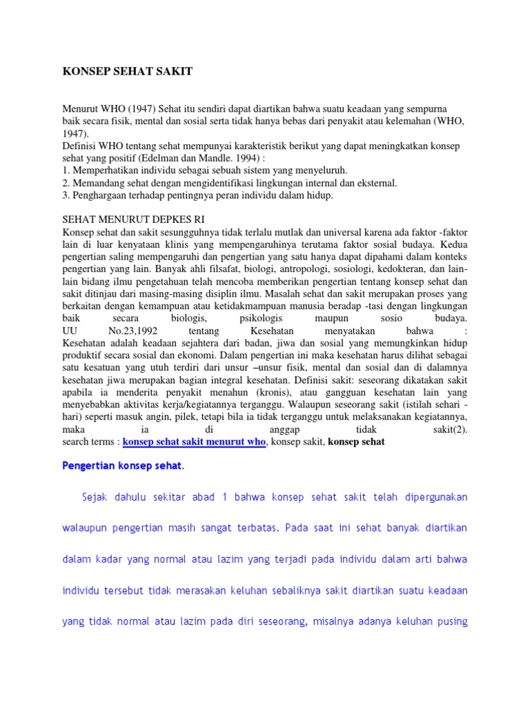 Konsep Sehat Sakit | PDF
