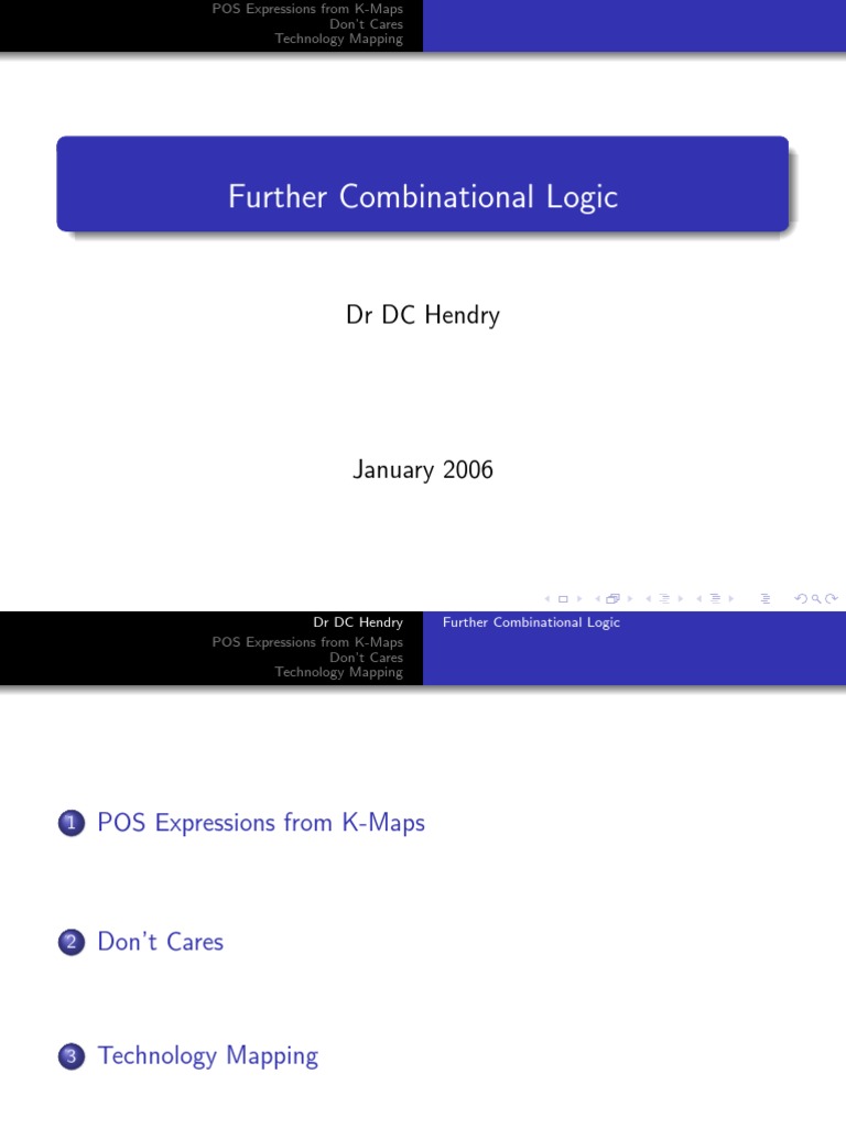 Further Combinational Logic: DR DC Hendry | Download Free PDF | Logic Gate | Theoretical ...