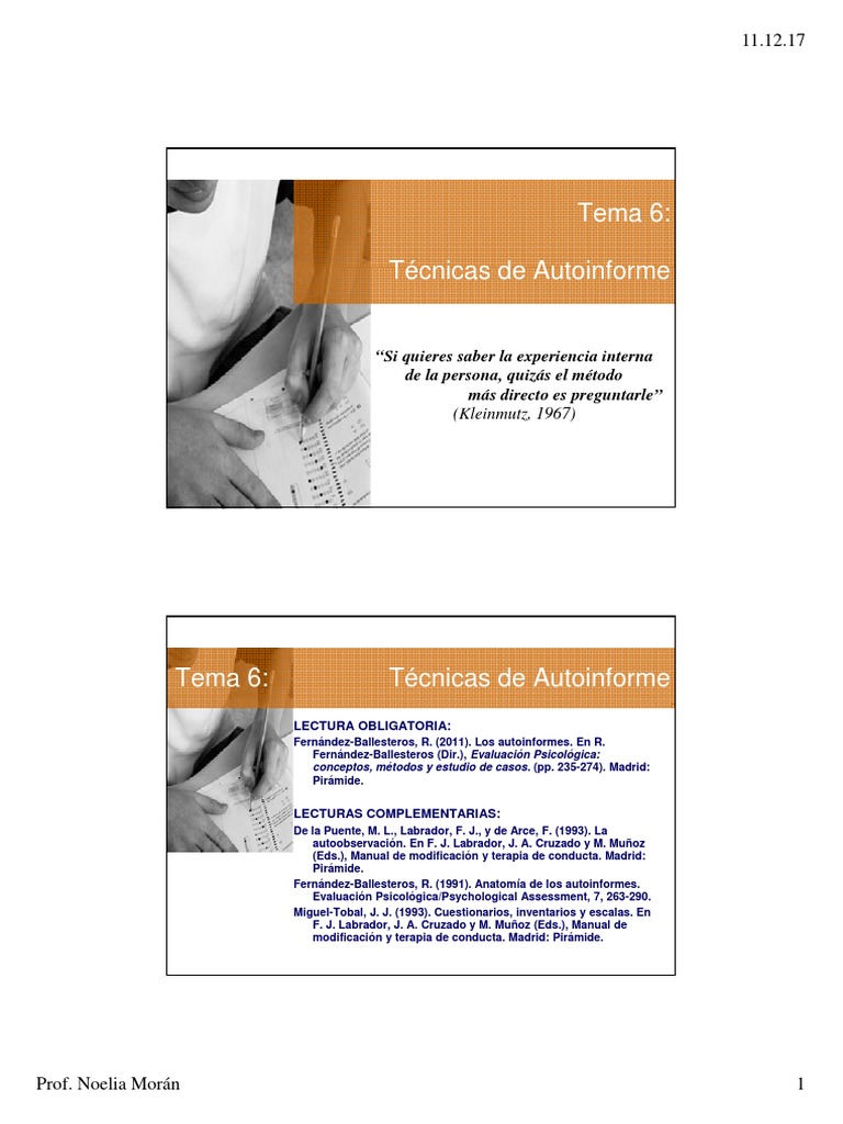 Técnicas de Autoinforme en Psicología | PDF | Evaluación | Comportamiento