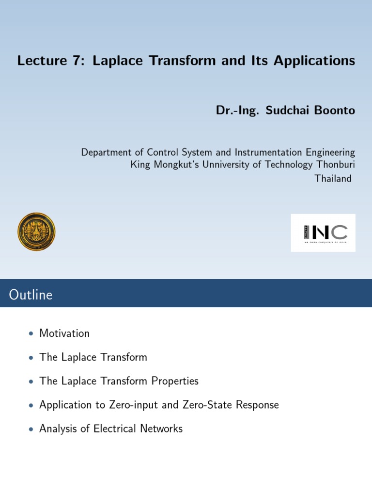 Laplace Transform and Application | PDF | Laplace Transform | Electrical Network