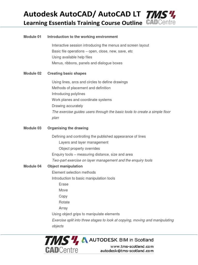 Autodesk Autocad/ Autocad LT: Learning Essentials Training Course ...