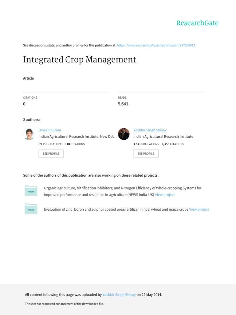 Integrated Crop Management PDF | PDF | Crop Rotation | Agriculture