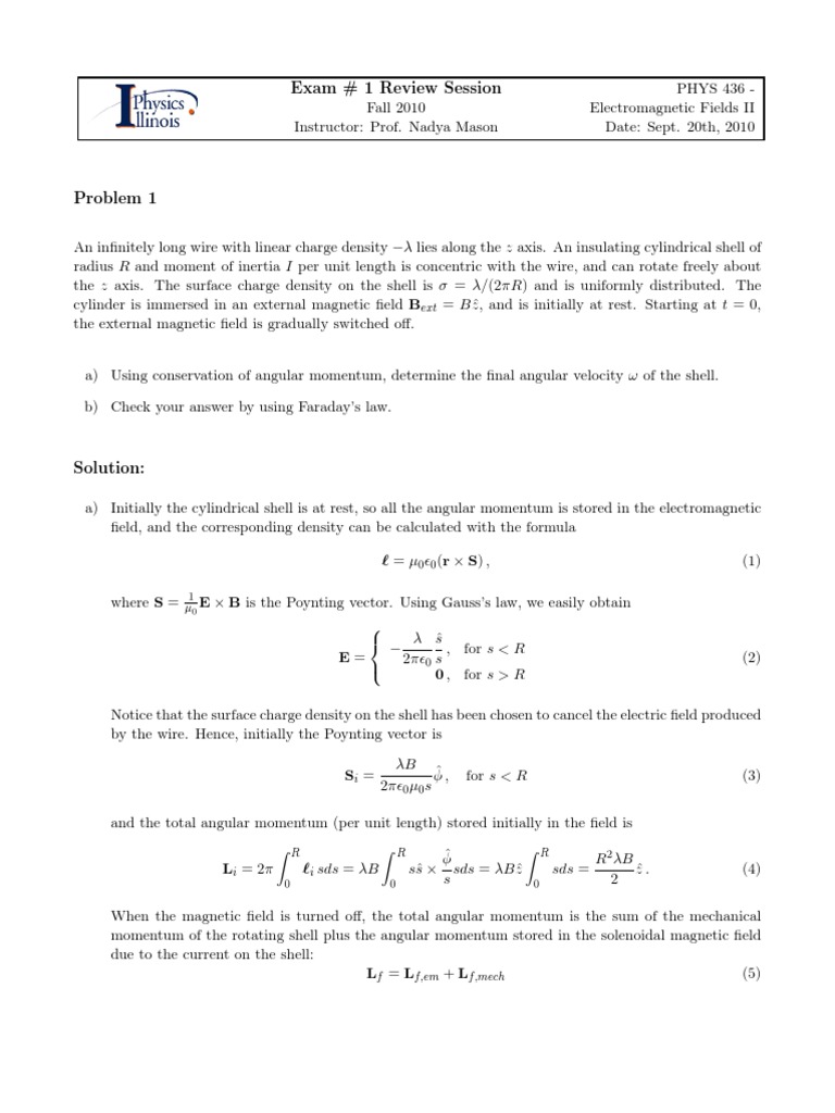 Mid1 Review Solutions PDF | PDF | Angular Momentum | Magnetic Field