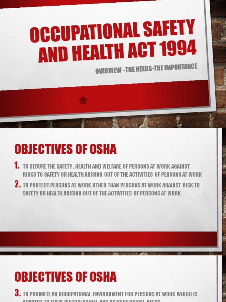 Summary of OSHA PDF | PDF | Occupational Safety And Health ...