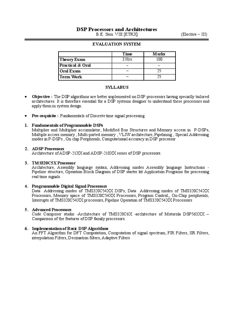DSP Processors and Architectures | PDF | Digital Signal Processor ...