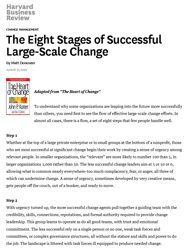 The Eight Stages of Successful Large-Scale Change | PDF | Goal ...