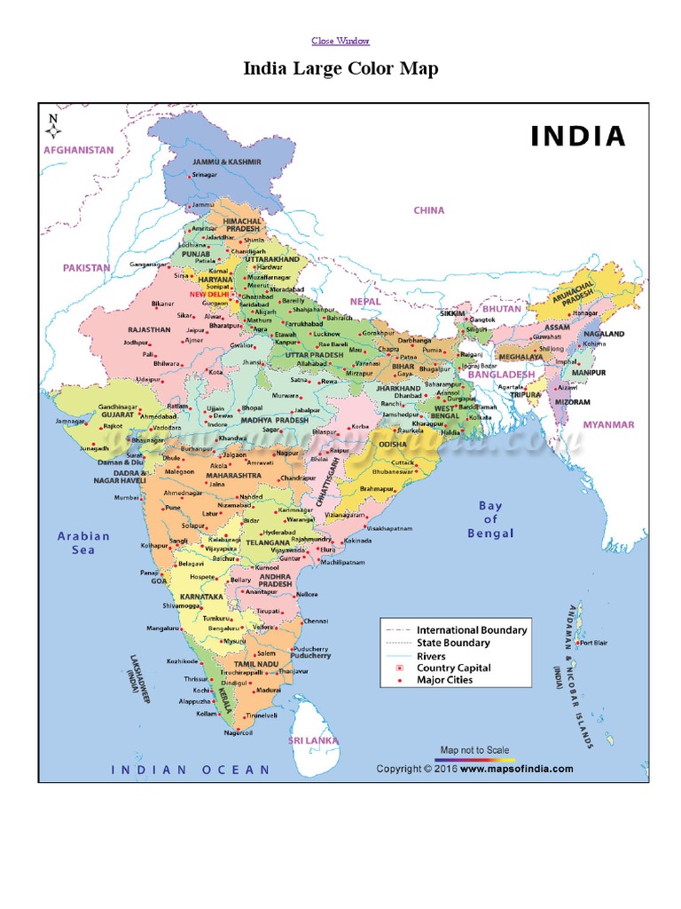 India Large Color Map: Close Window | PDF