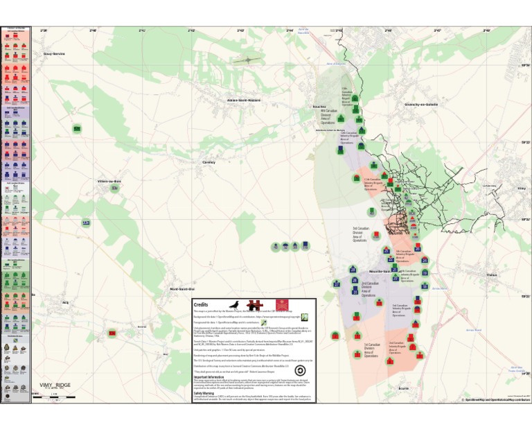 Vimy Ridge Order of Battle Trench Map v1.0 | Battalion | Division ...