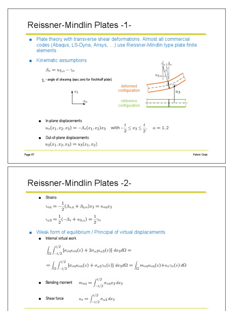Reissner Mindlin Plates | PDF | Bending | Continuum Mechanics