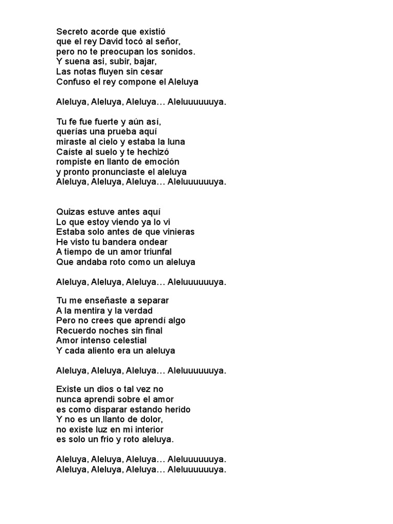 Aleluya en Español Cohen Hallelujah