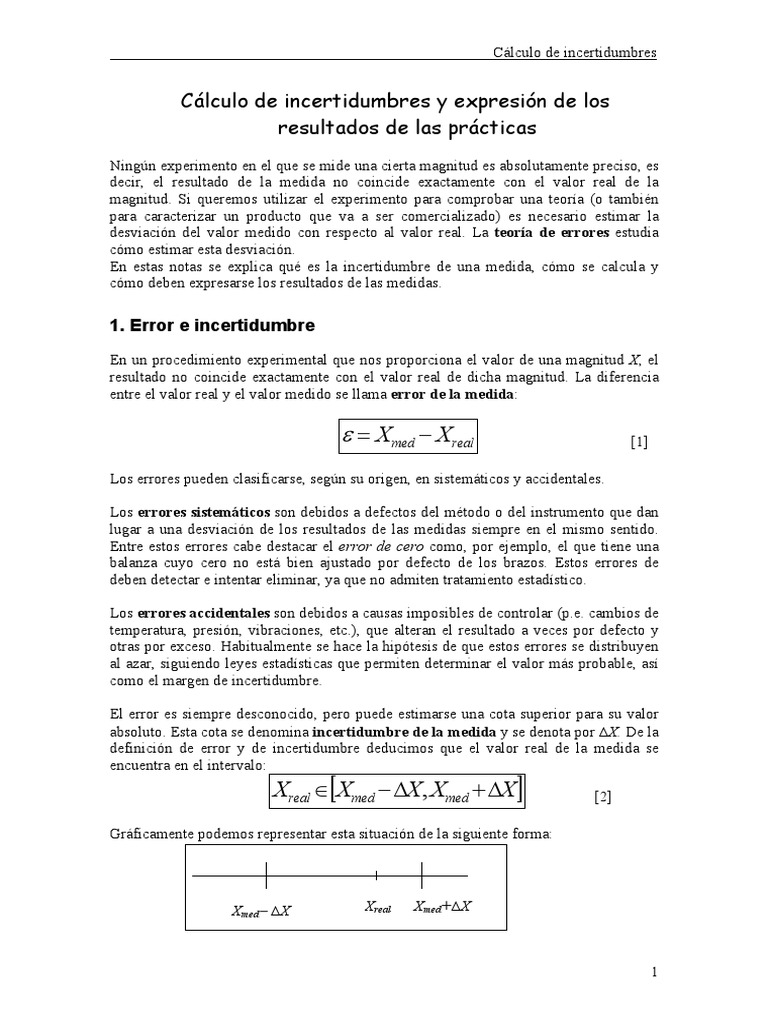 Calculo de La Incertidumbre PDF | PDF | Métodos y materiales de enseñanza