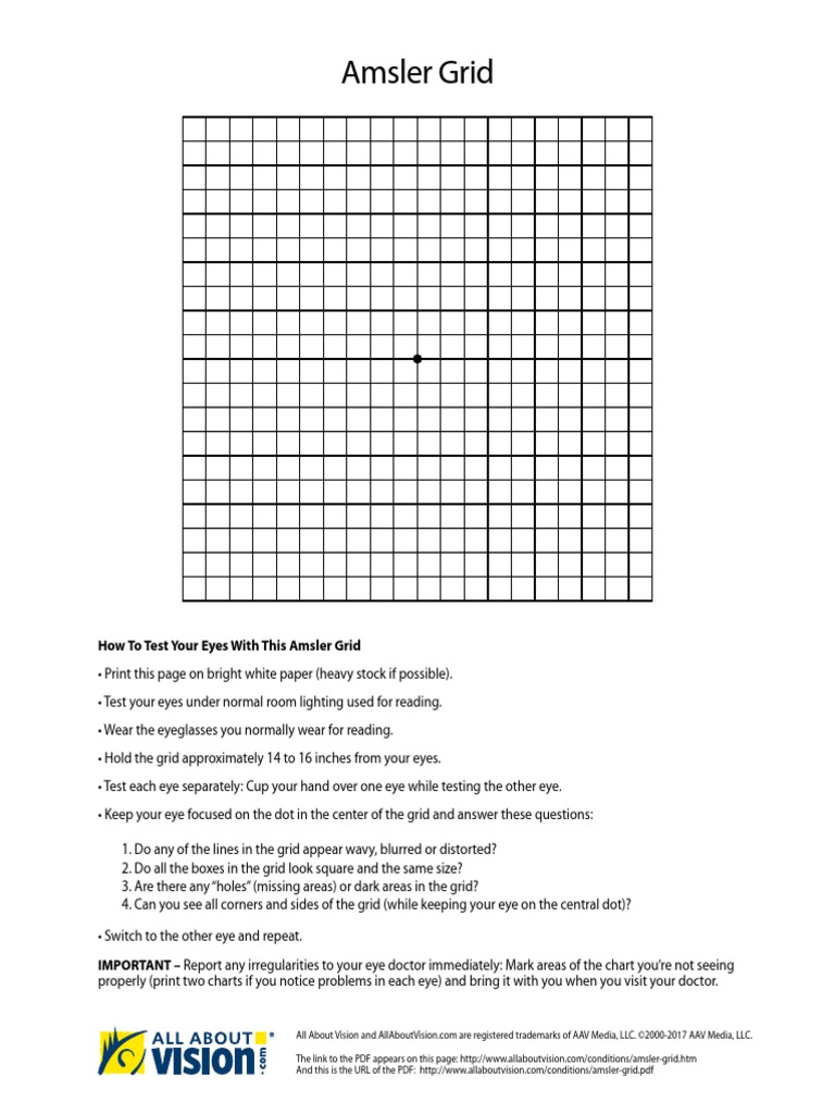 Printable Amsler Grid Chart